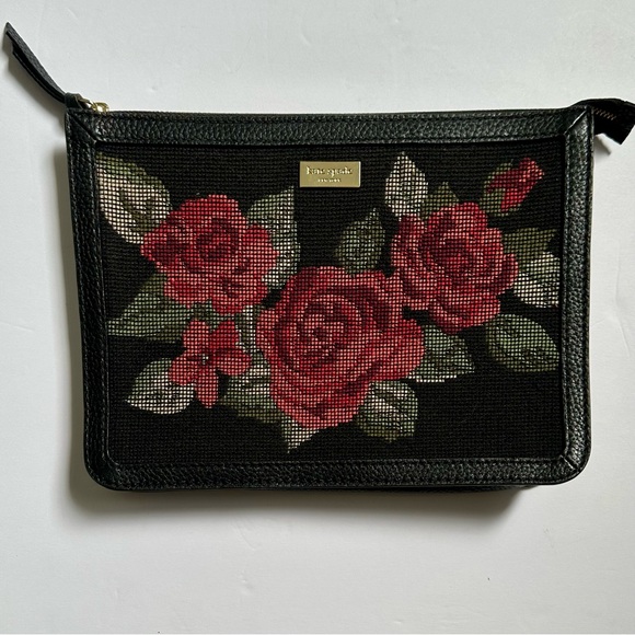 kate spade | Bags | Kate Spade New York Black Needle Point Clutch ...